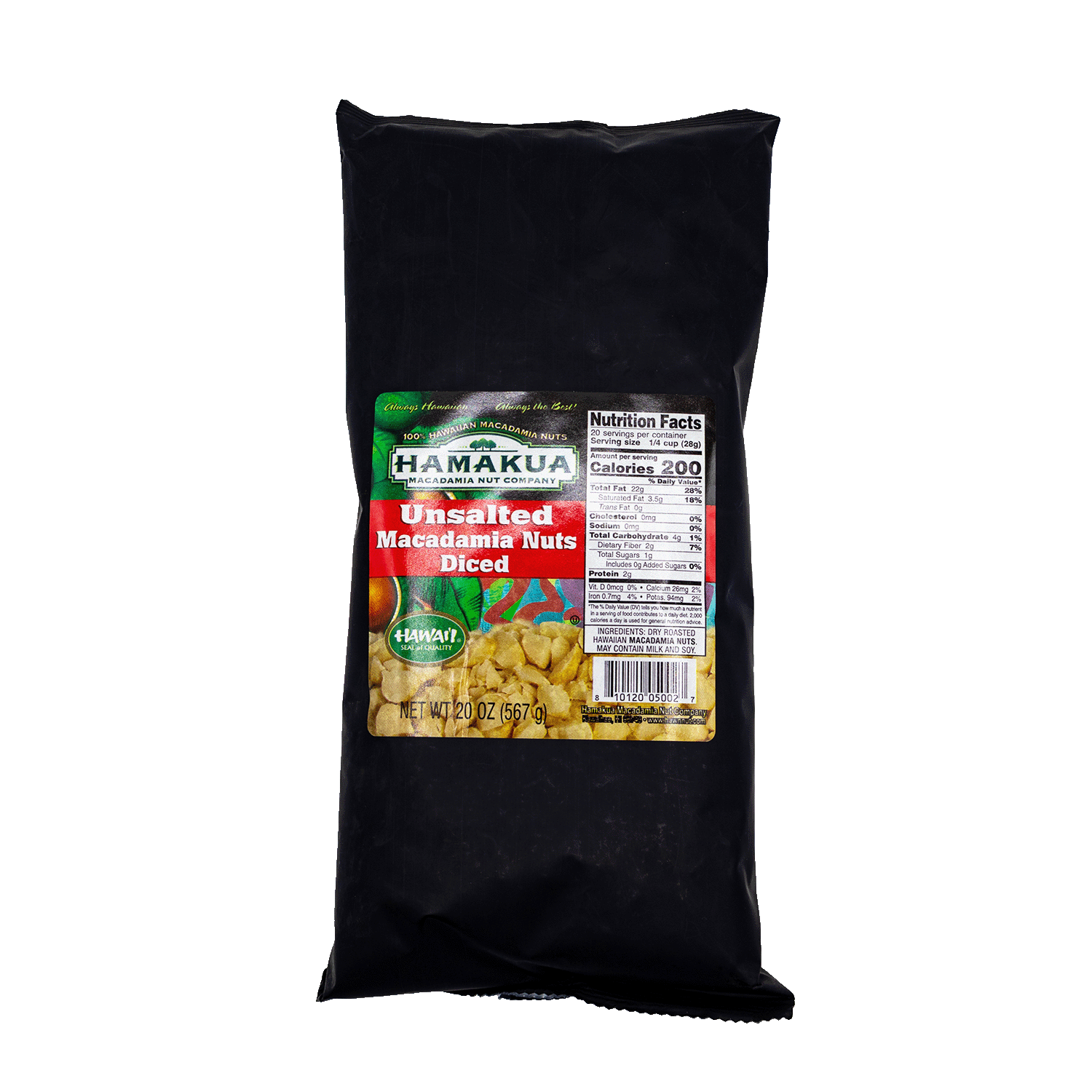 Unsalted Macadamia Nuts - Diced (20oz) | Hāmākua Macadamia Nut Company